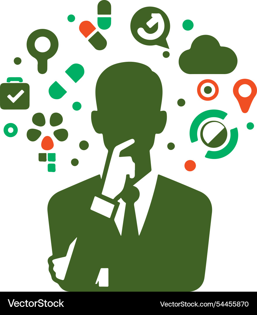 Businessman contemplating solutions Royalty Free Vector