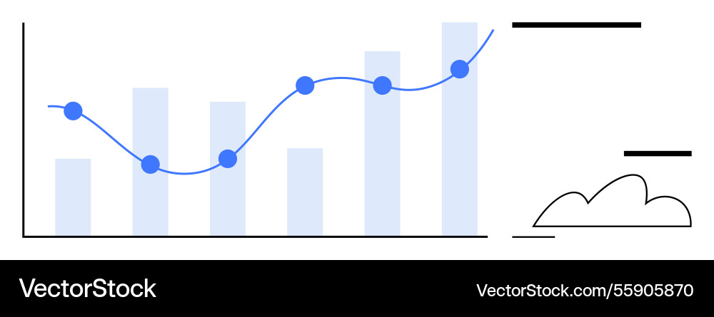 Data analytics growth chart with rising trend Vector Image