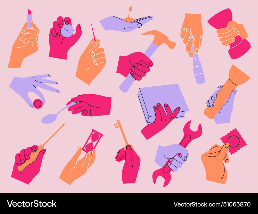 Doodle hands minimalistic arms holding Royalty Free Vector