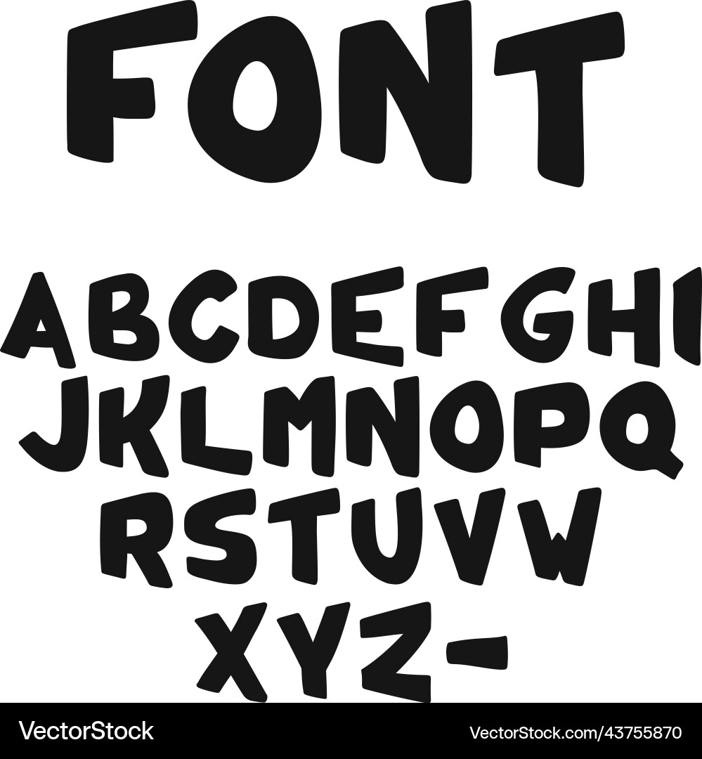 Hand-drawn cute bold alphabet or font Royalty Free Vector
