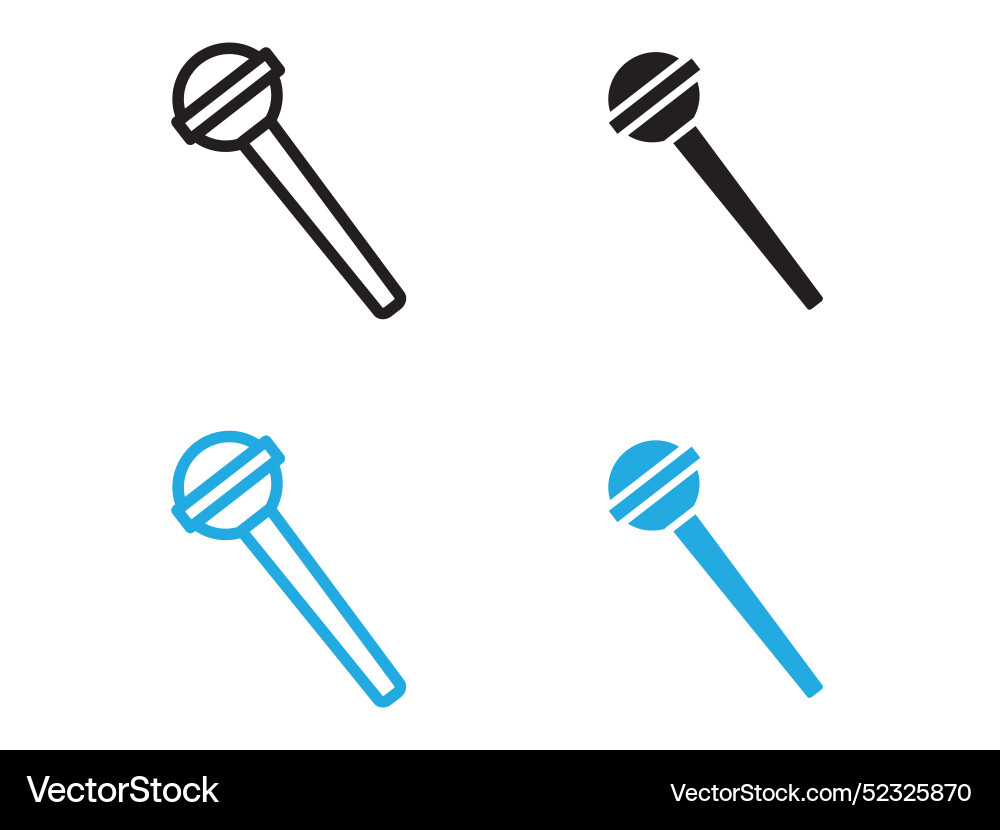 Microphone icon 2 black and white outline sign Vector Image