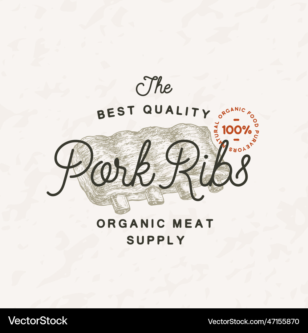 Pork ribs vintage label logo template Royalty Free Vector