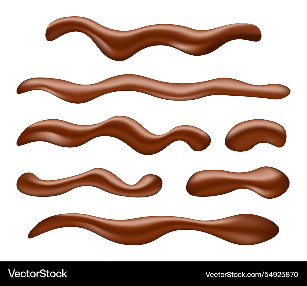 Realistic chocolate drips and drops for food Vector Image