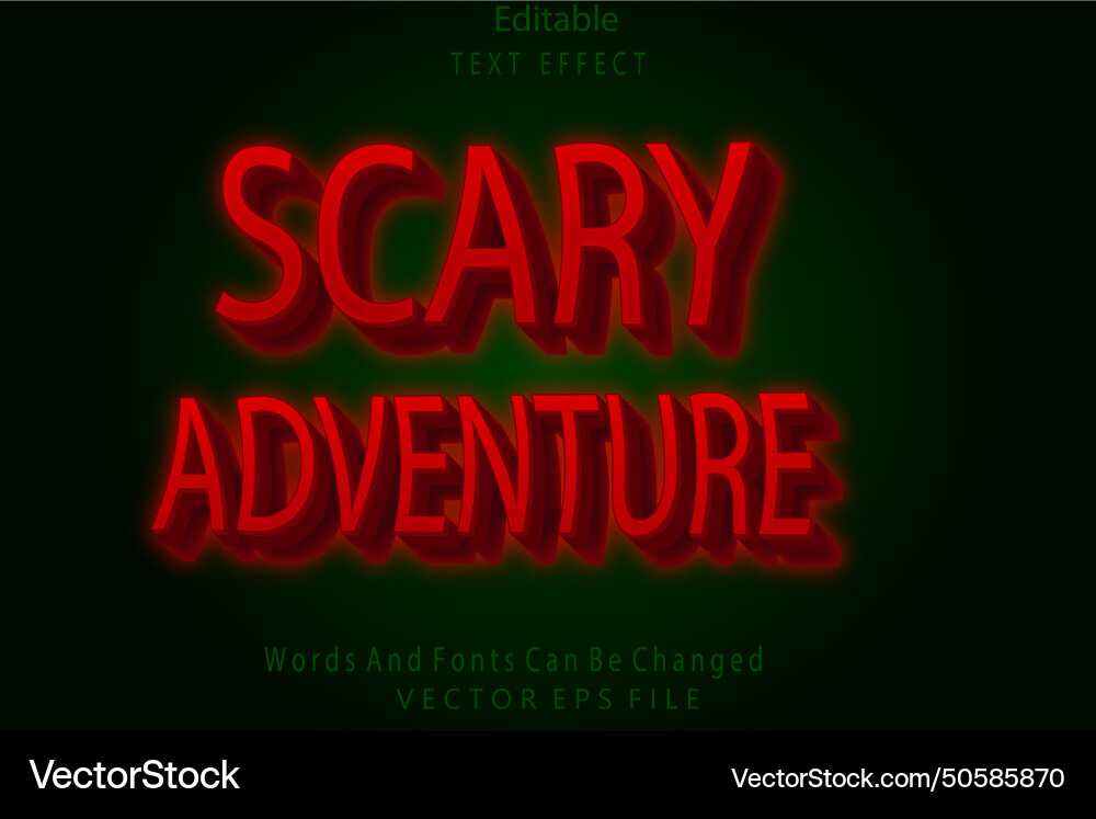 Scary adventure editable text effect emboss Vector Image