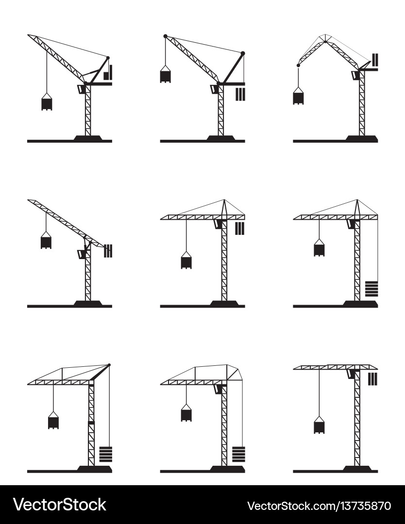 Tower Cranes - Construction Machinery Royalty Free Vector