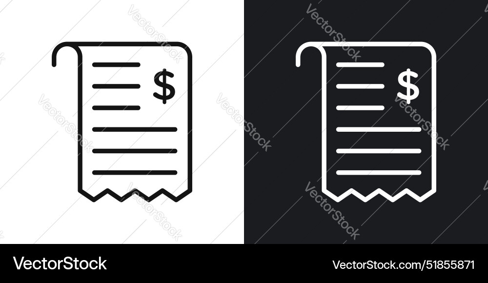 Bill Icon in schwarz und weiß Umrisse gesetzt Vektorbild