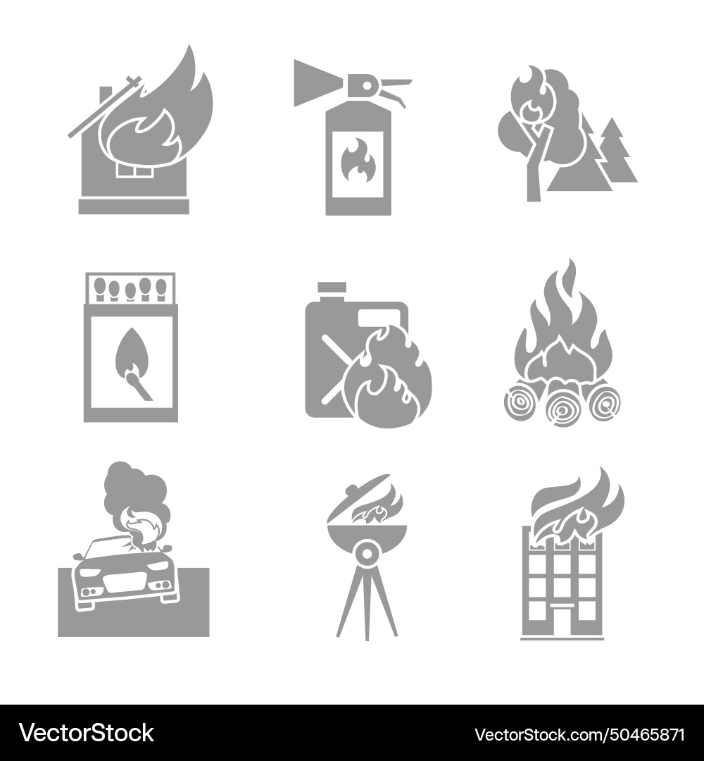 Fire protection icons Royalty Free Vector Image