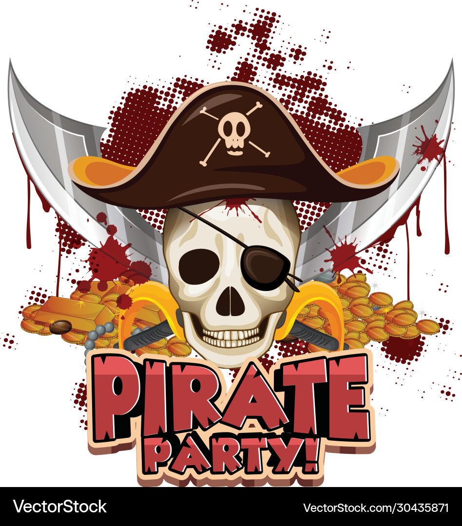 Font design for word pirate party Royalty Free Vector Image