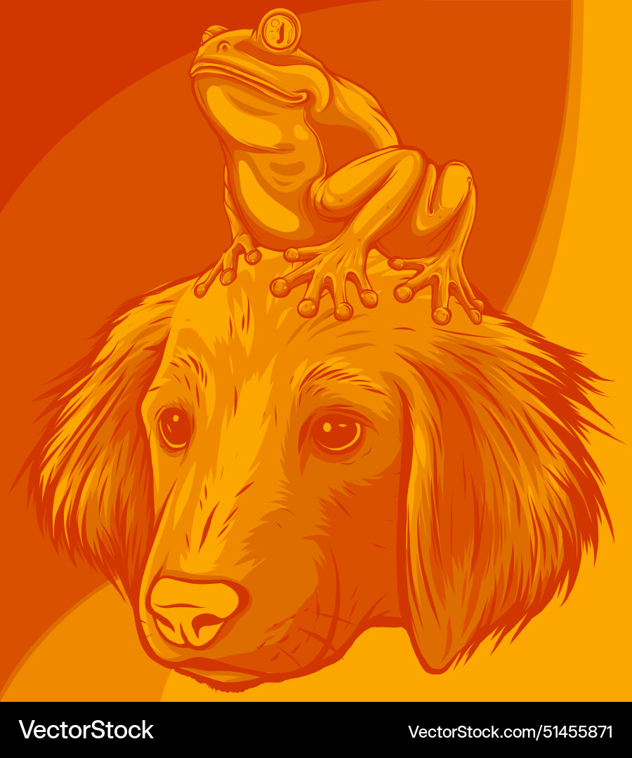 Frog sitting on dog head Royalty Free Vector Image