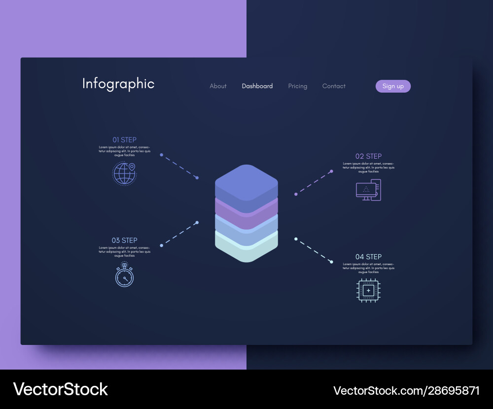 Graphics infographics with four options template Vector Image