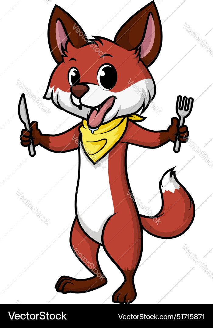 Hungry fox character cartoon Royalty Free Vector Image