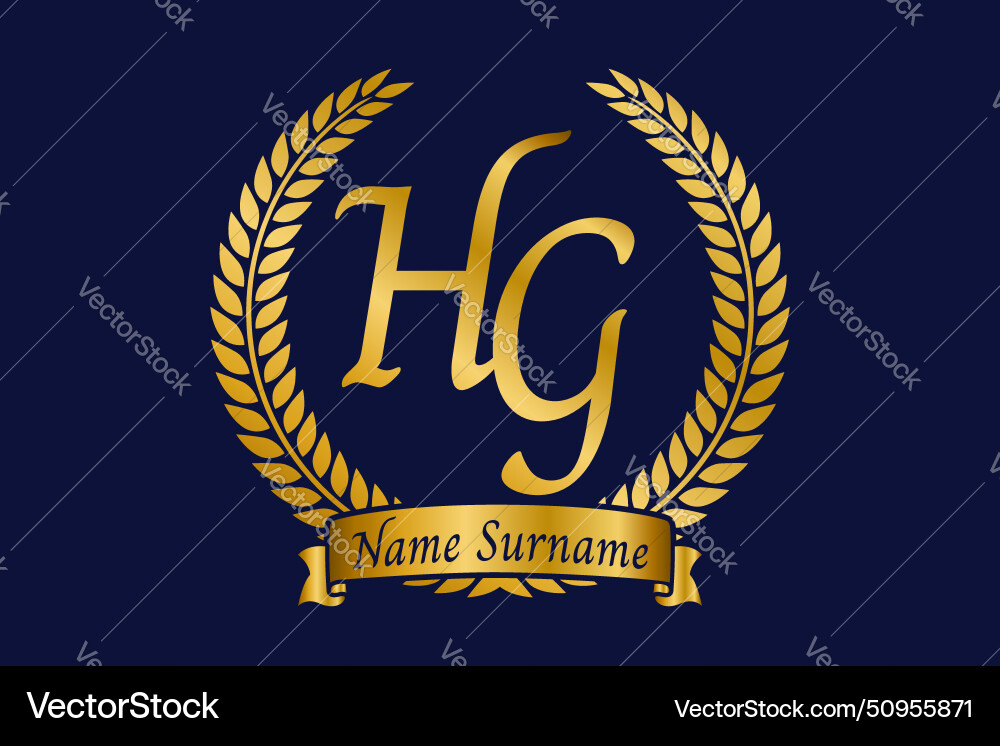 Initial letter h and g hg monogram logo design Vector Image