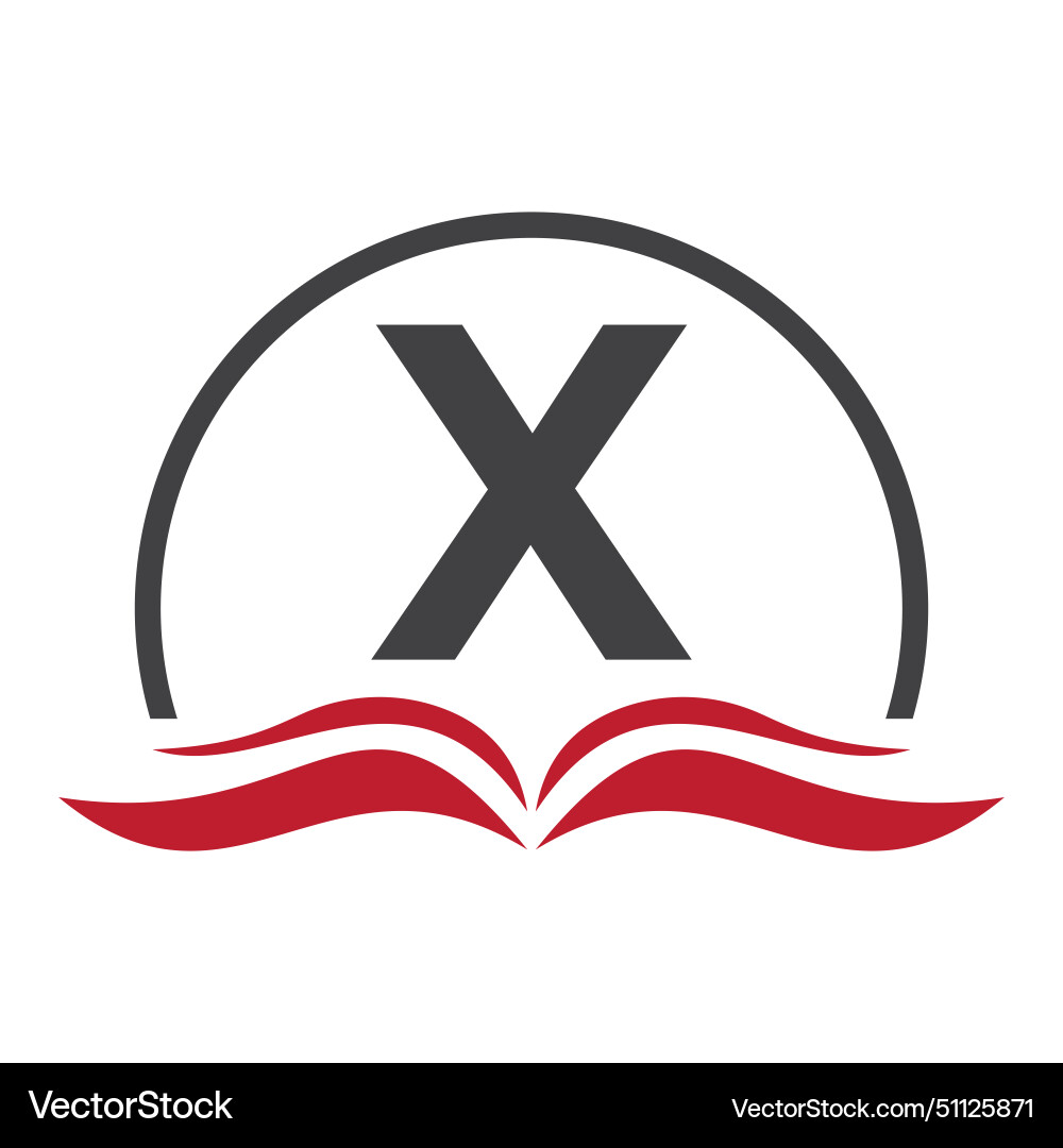 Letter x education logo book concept training Vector Image
