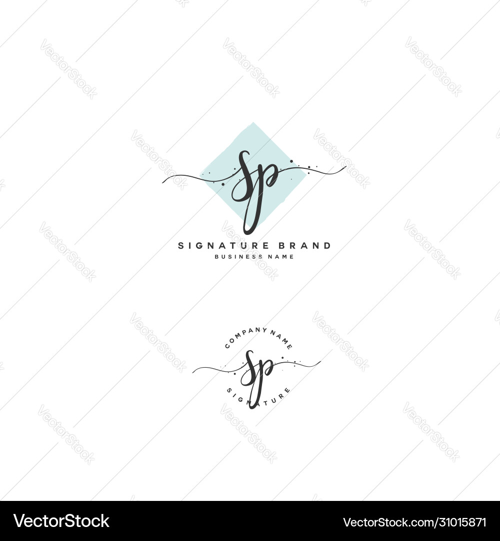 S p sp initial letter handwriting and signature Vector Image