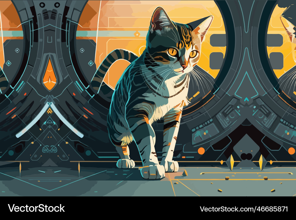Sci fi cat Royalty Free Vector Image - VectorStock
