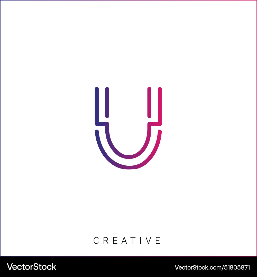 U creative latter logo design by custom branding Vector Image
