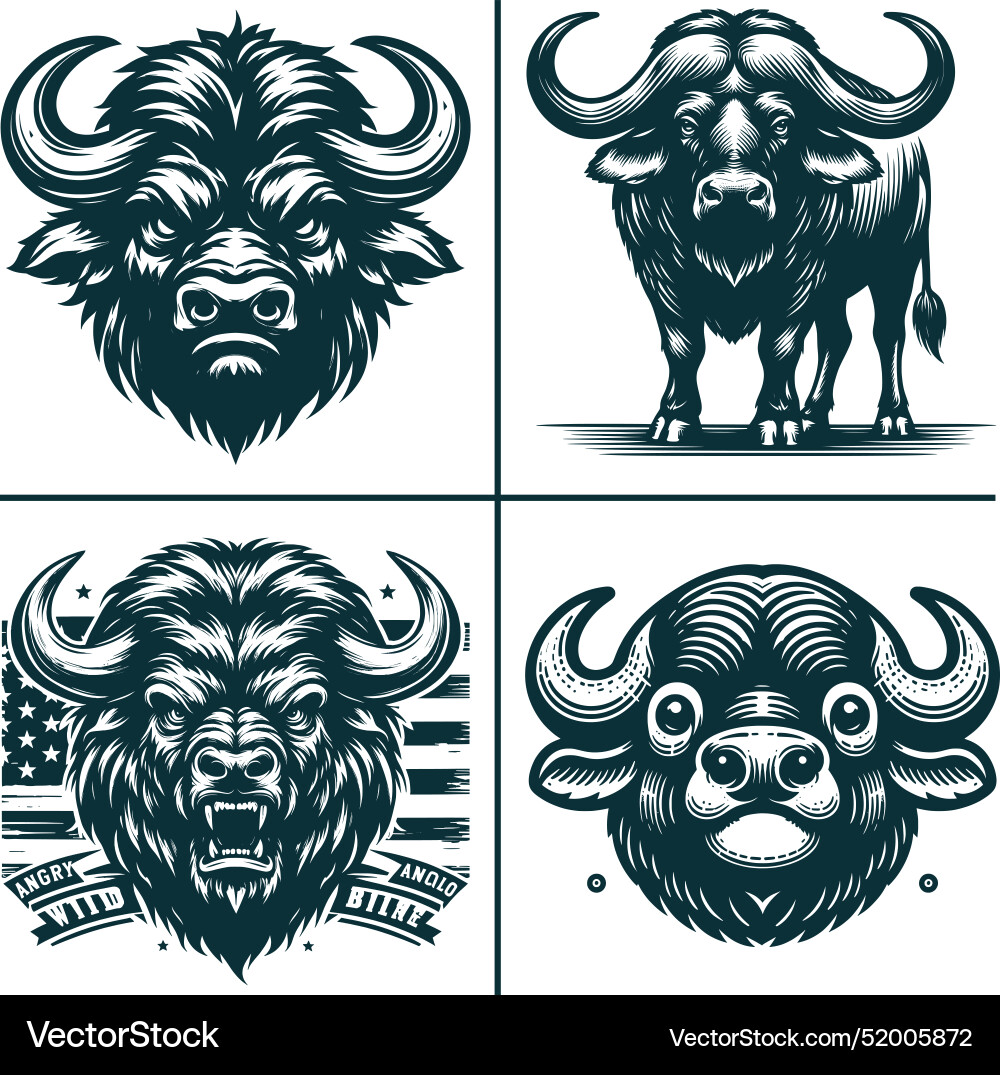 Bison buffalo silhouette svg filesbuffalo Vector Image