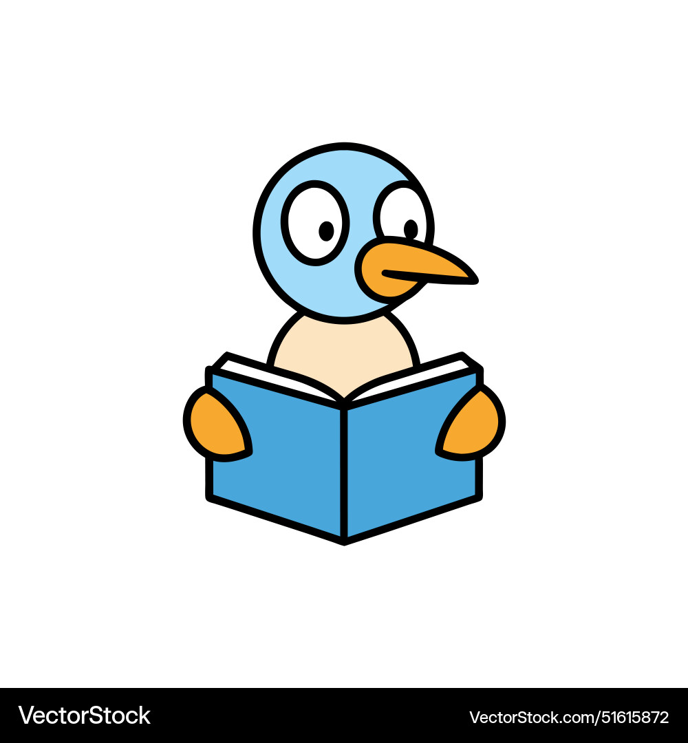 Bittern bird reading icon Royalty Free Vector Image