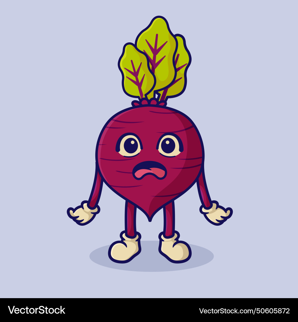 Cartoon red radish with disappointed face Vector Image