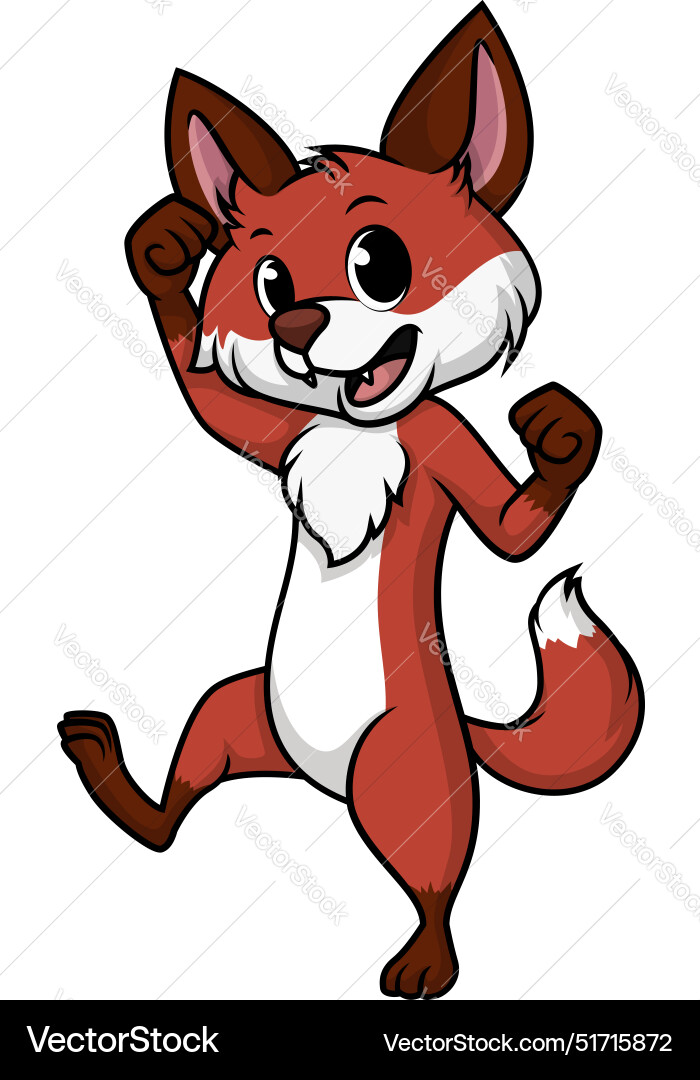 Cheerful fox character cartoon Royalty Free Vector Image