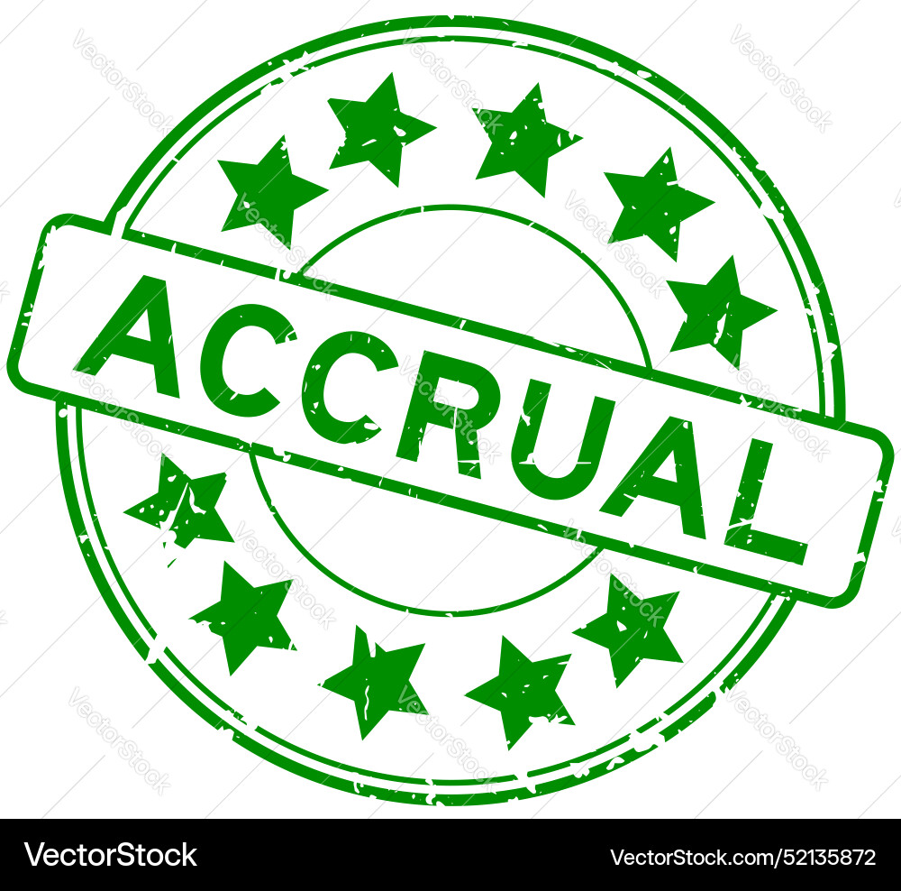 Grunge green accrual word round rubber seal stamp Vector Image