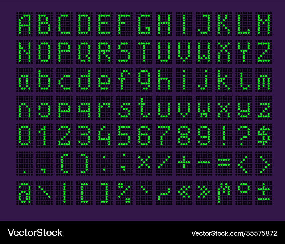 Led panel with alphabet and numbers Royalty Free Vector
