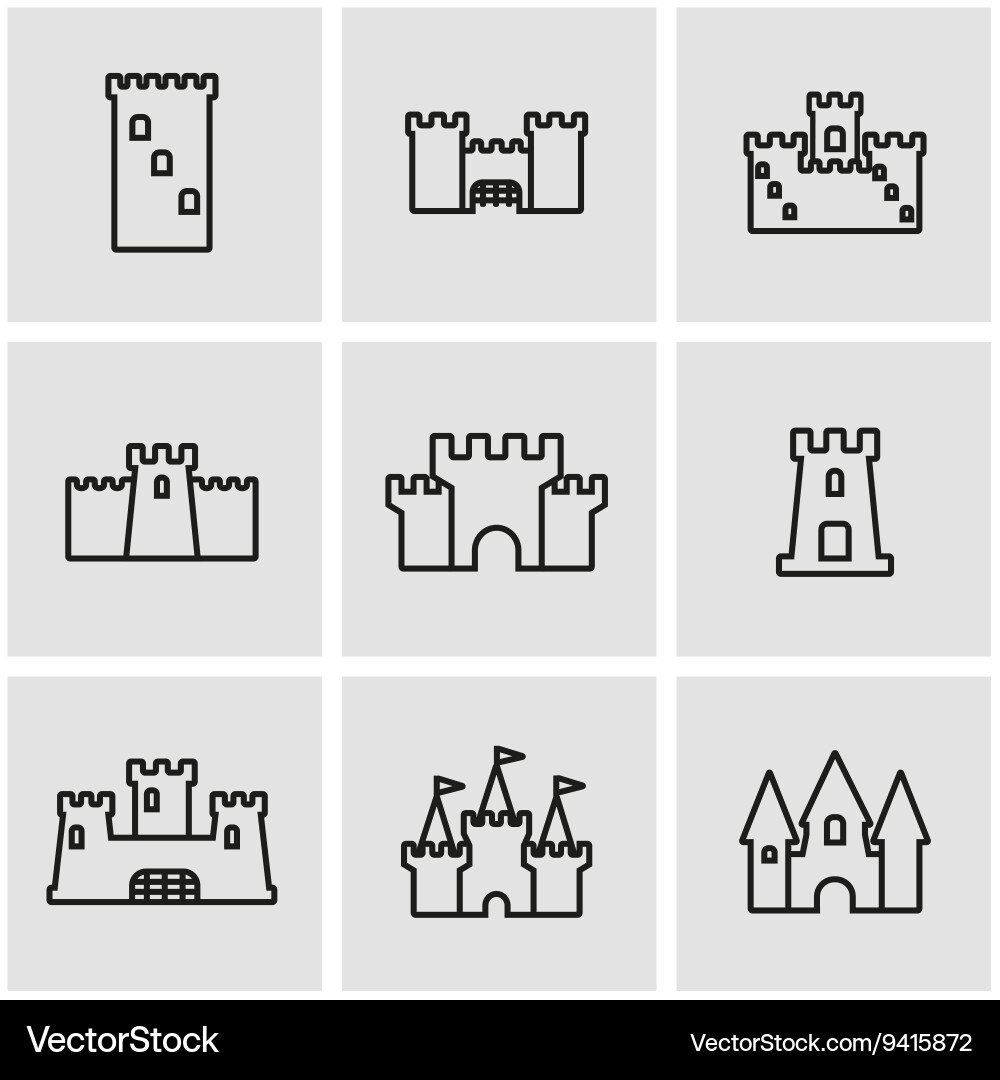 Line castle icon set Royalty Free Vector Image