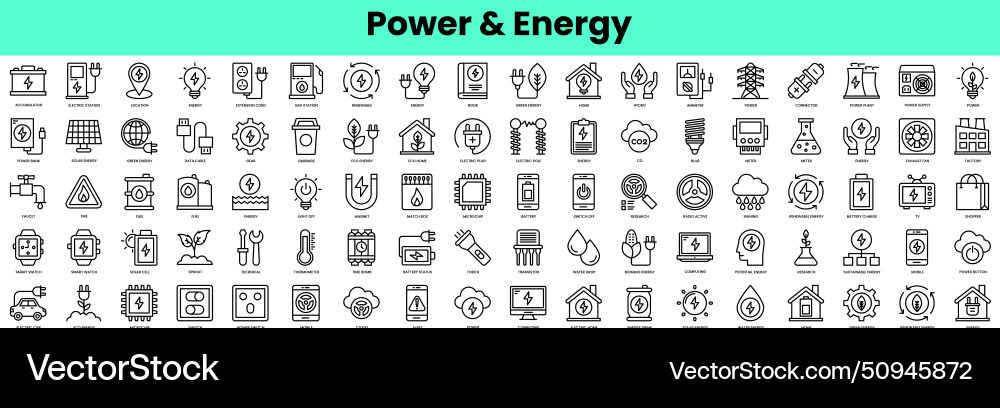 Power & Energy Icons - Linear Style Royalty Free Vector