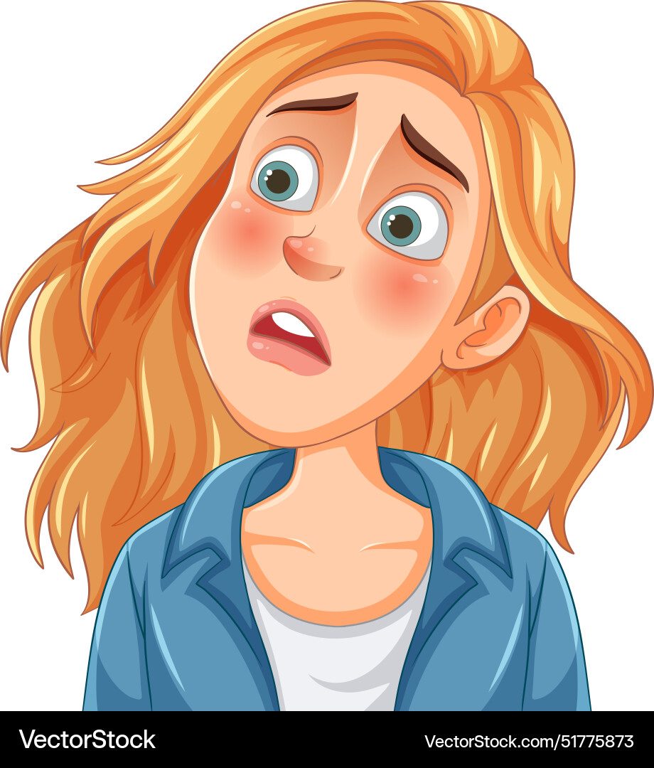 A concerned woman with red cheeks Royalty Free Vector Image