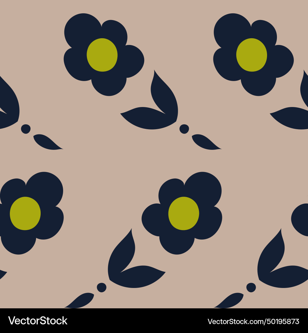 Contrast flower seamless pattern blooming plant Vector Image