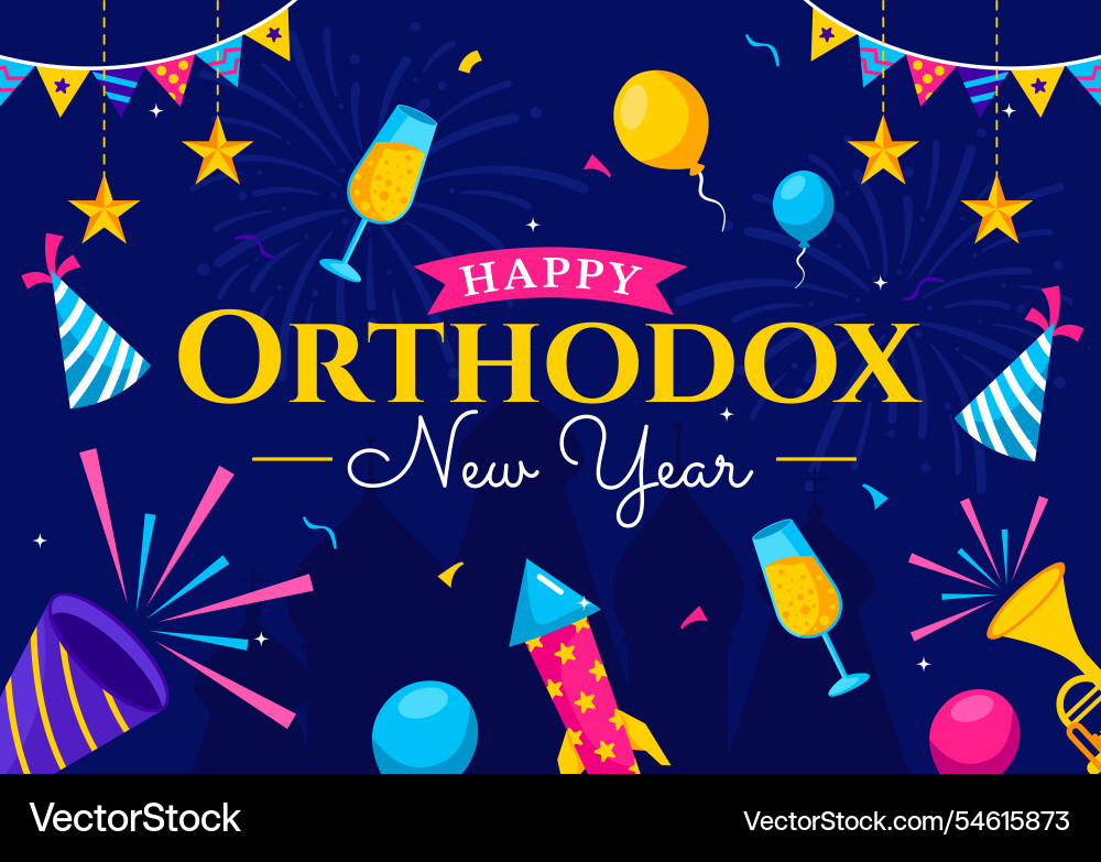 Happy orthodox new year celebrated on january 14 Vector Image