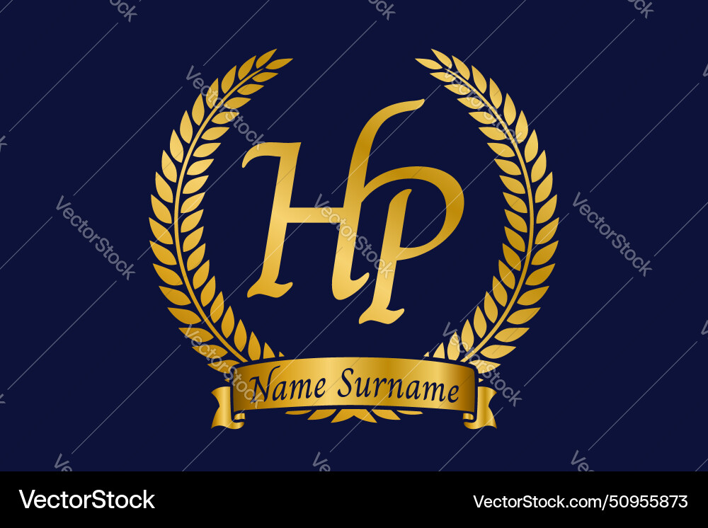 Initial letter h and p hp monogram logo design Vector Image