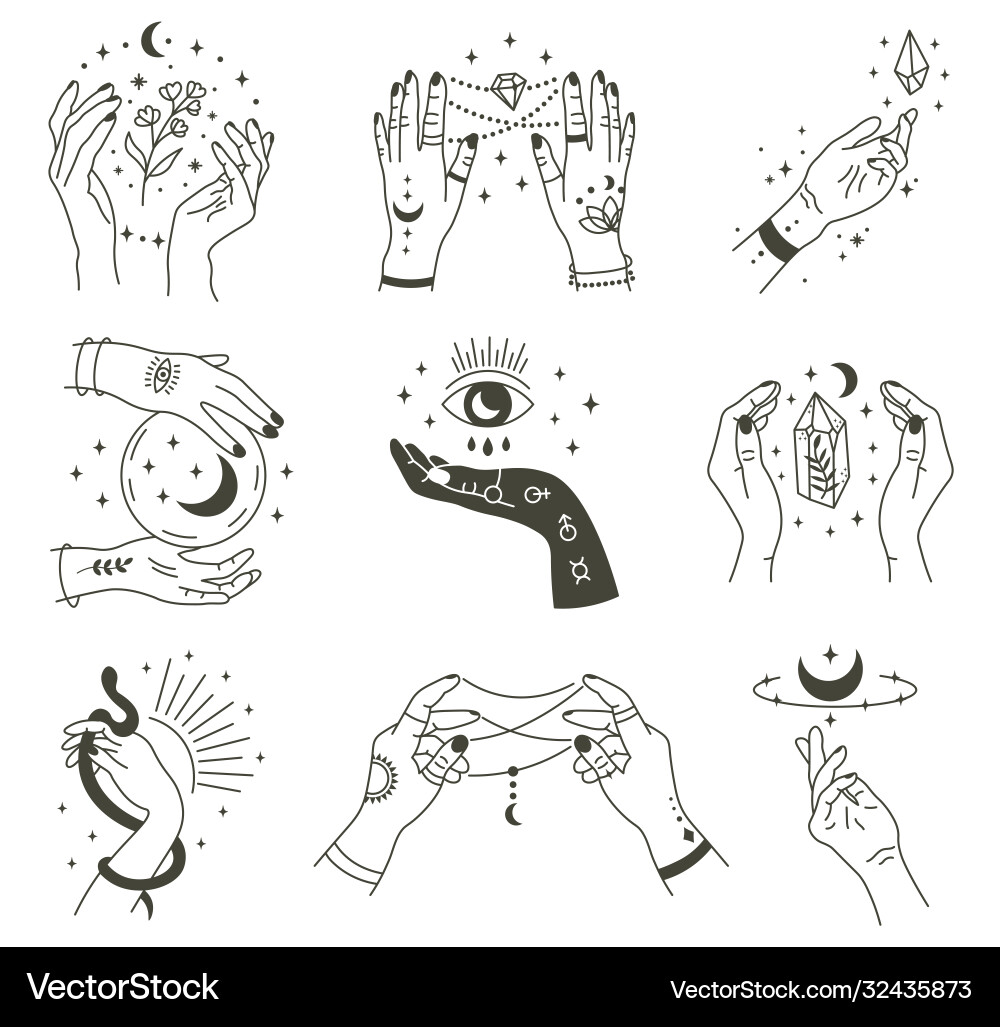 Magical hands boho occult magic hand witch Vector Image