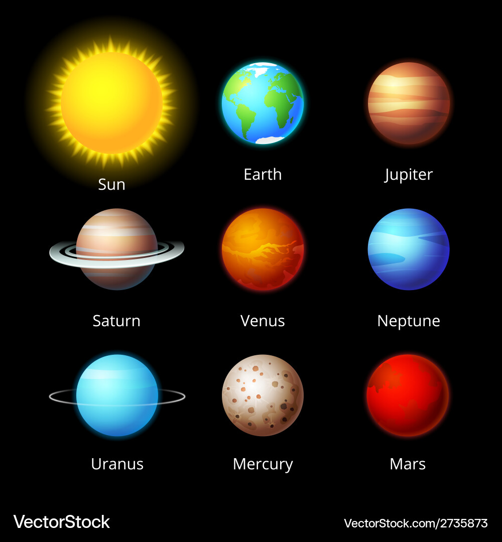 Planets icons Royalty Free Vector Image - VectorStock