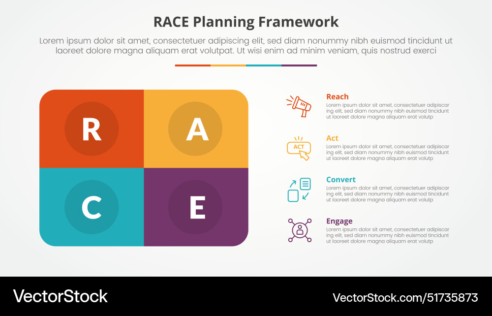 Race framework infographic concept for slide Vector Image