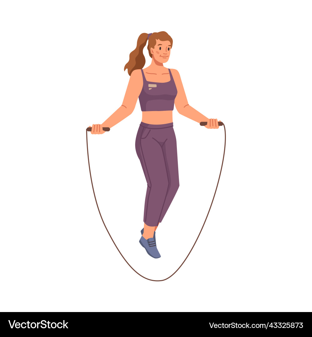 Woman doing exercise on jumping rope Royalty Free Vector
