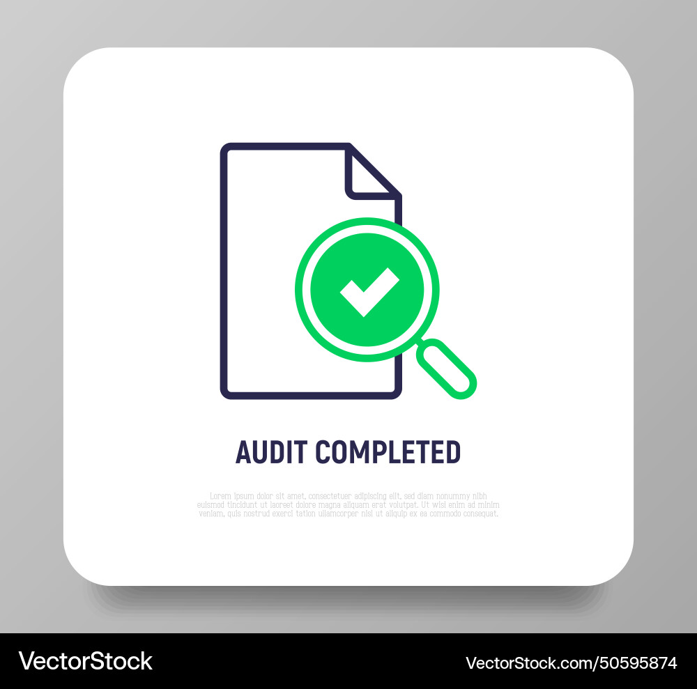Audit completed thin line icon tax review data Vector Image