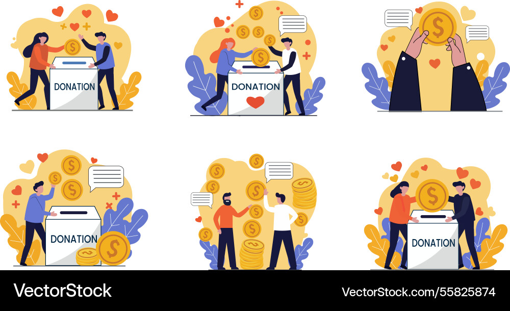 Donation and charity set Royalty Free Vector Image