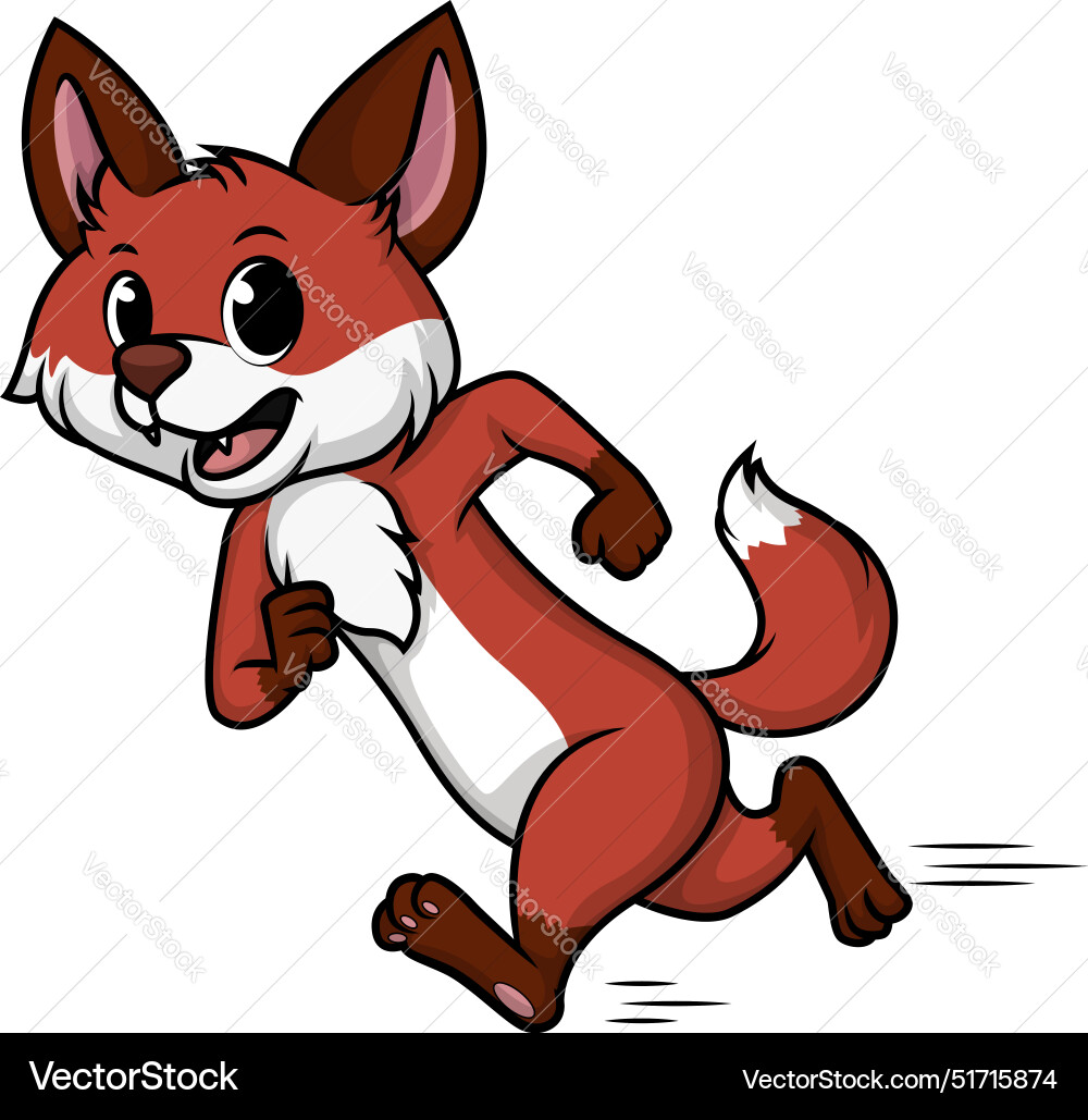 Fox running fast cartoon Royalty Free Vector Image