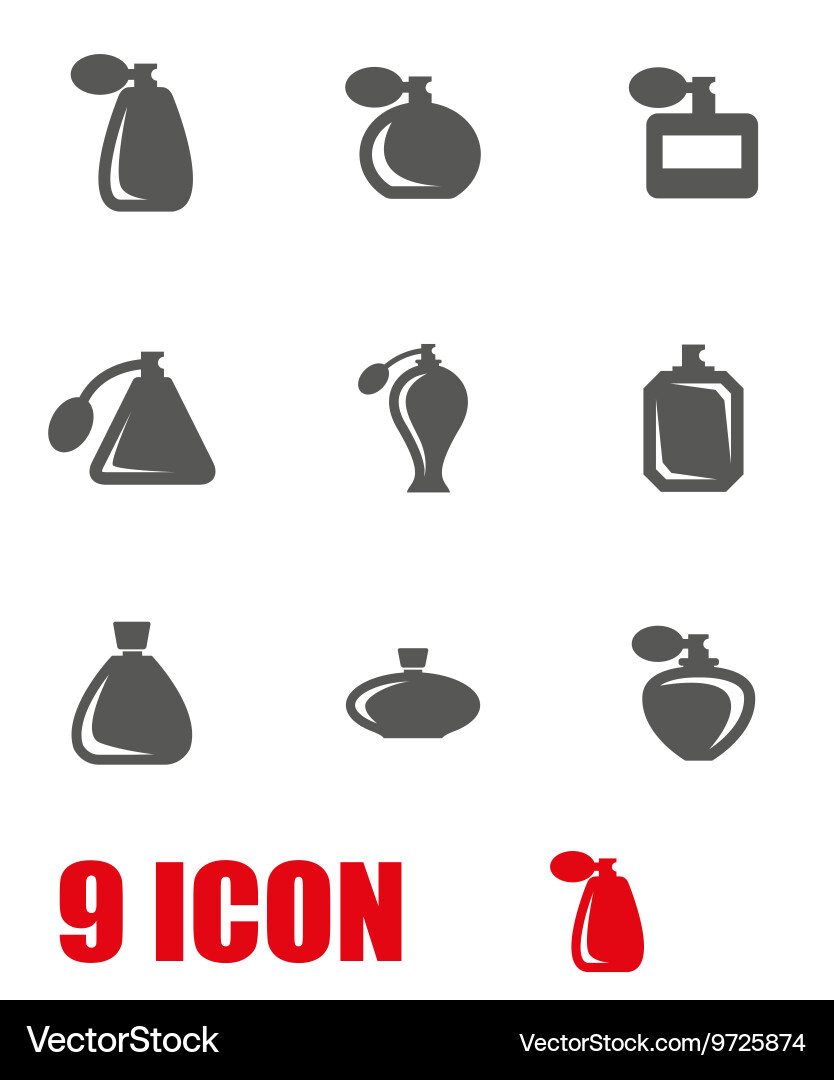 Grey perfume icon set Royalty Free Vector Image