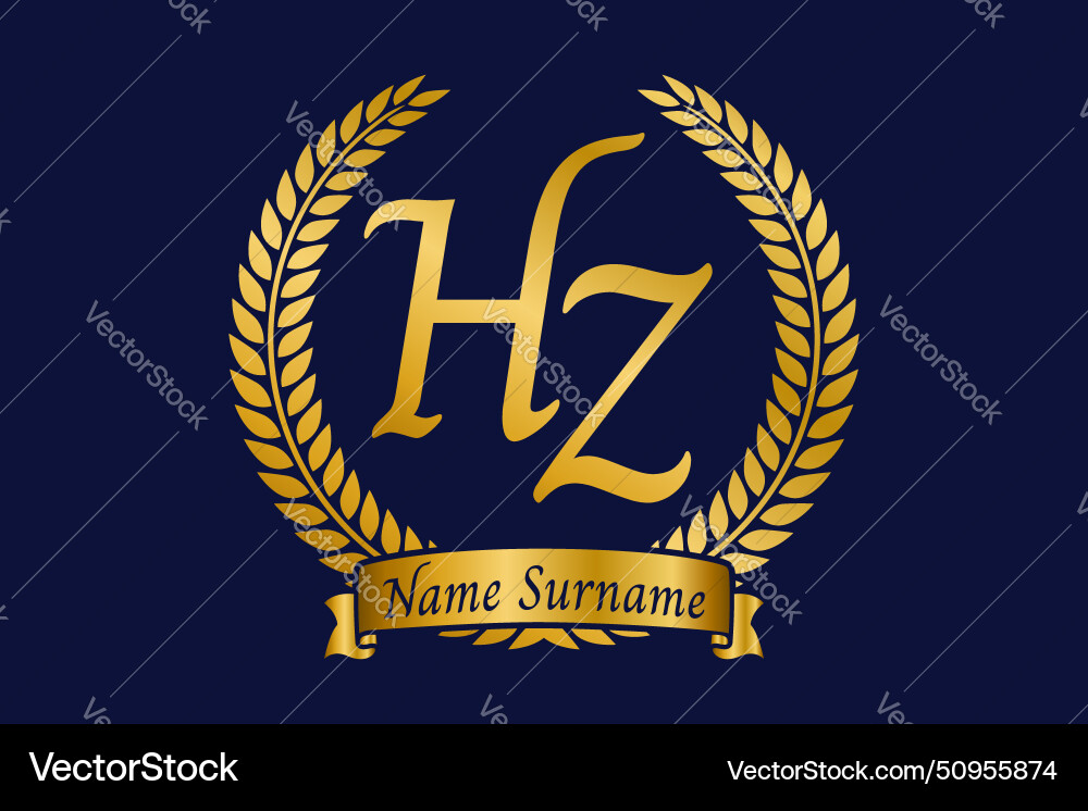 Initial letter h and z hz monogram logo design Vector Image