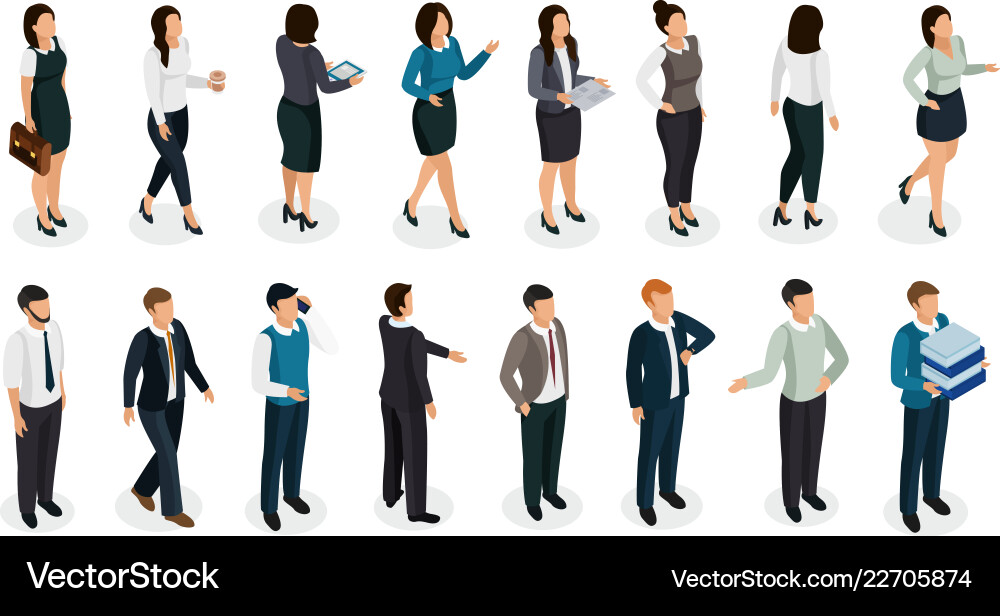 Office people isometric set Royalty Free Vector Image