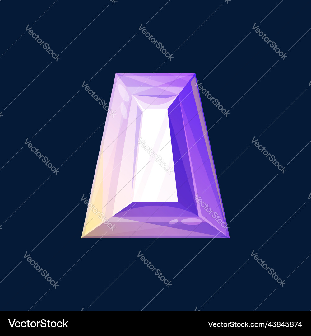 Purple gem stone isolated crystal violet amethyst Vector Image