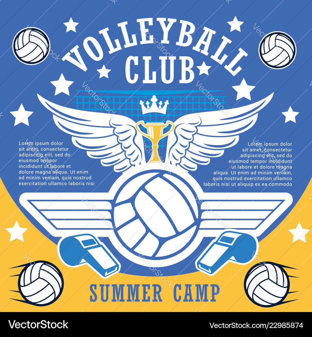 Volleyball Summer Camp Poster – Royalty-Free Vector | VectorStock