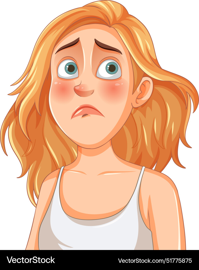A concerned woman with flushed cheeks Royalty Free Vector