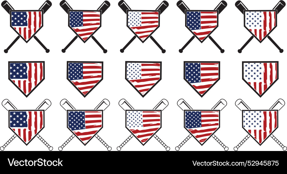 American Flag Softball Home Plate Royalty Free Vector Image