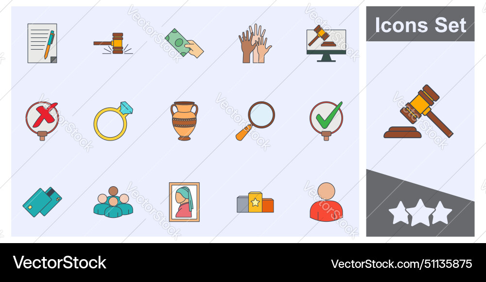 Auction icon set symbol collection logo isolated Vector Image