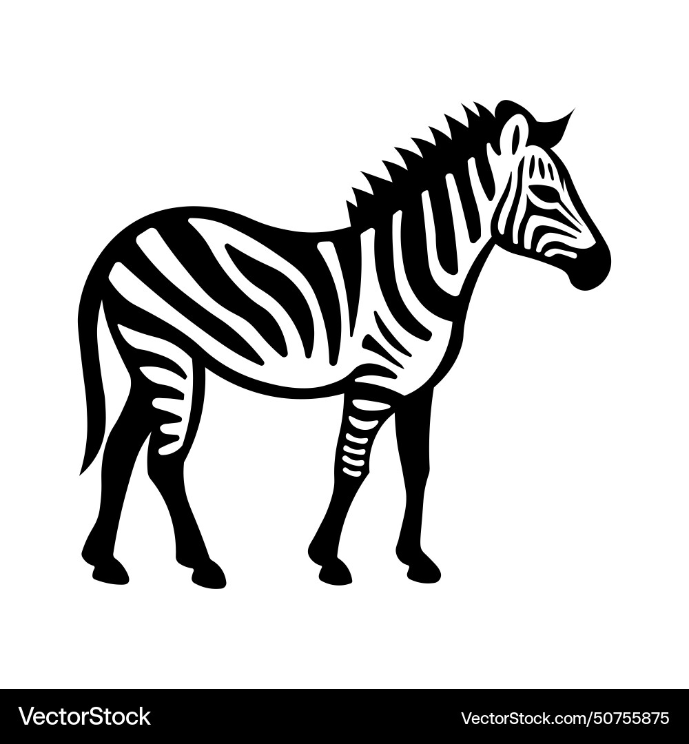 Black zebra icon on white background Royalty Free Vector