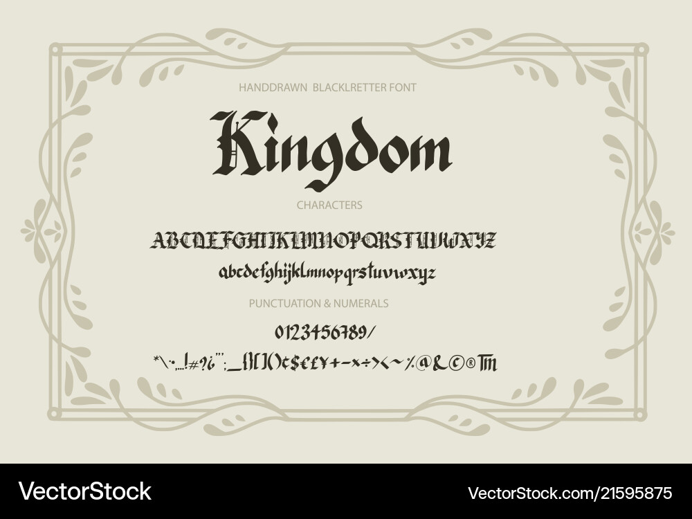 Blackletter gothic script hand-drawn font Vector Image