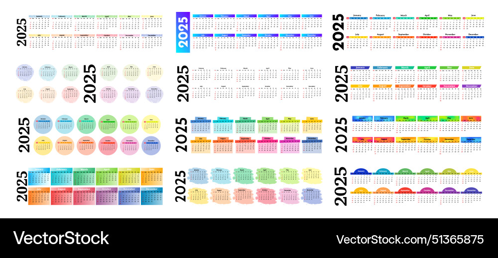 Calendar for 2025 isolated on a white background Vector Image